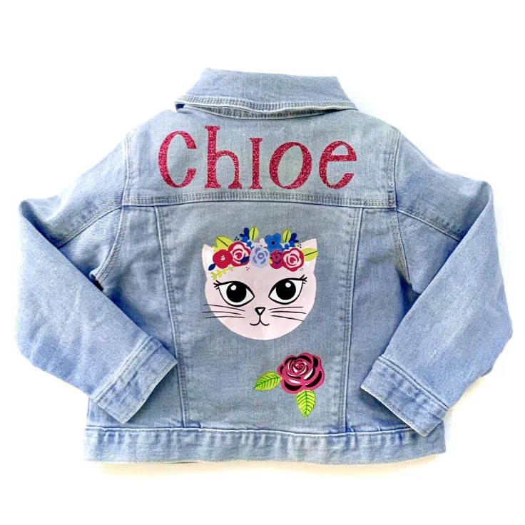 Cute Cat Toddler Jean Jacket | Zazzle