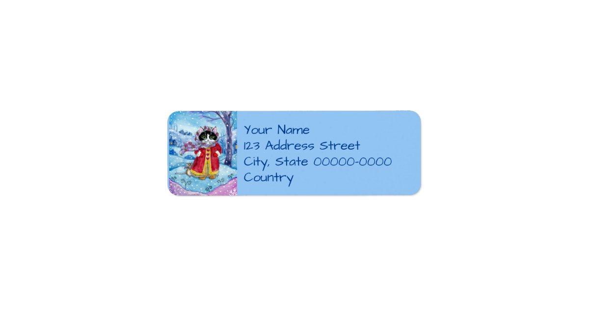 Cute Cat Winter Valentine Return Address Labesl Label | Zazzle