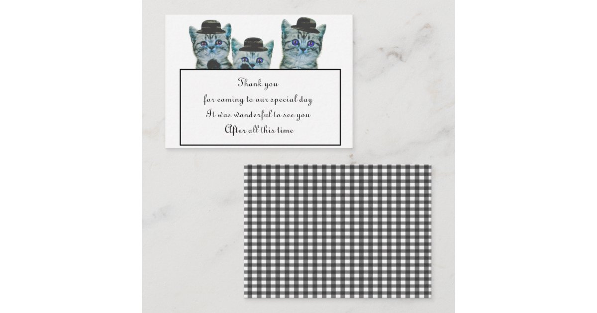Cute Cat With Hat Thank You Card | Zazzle