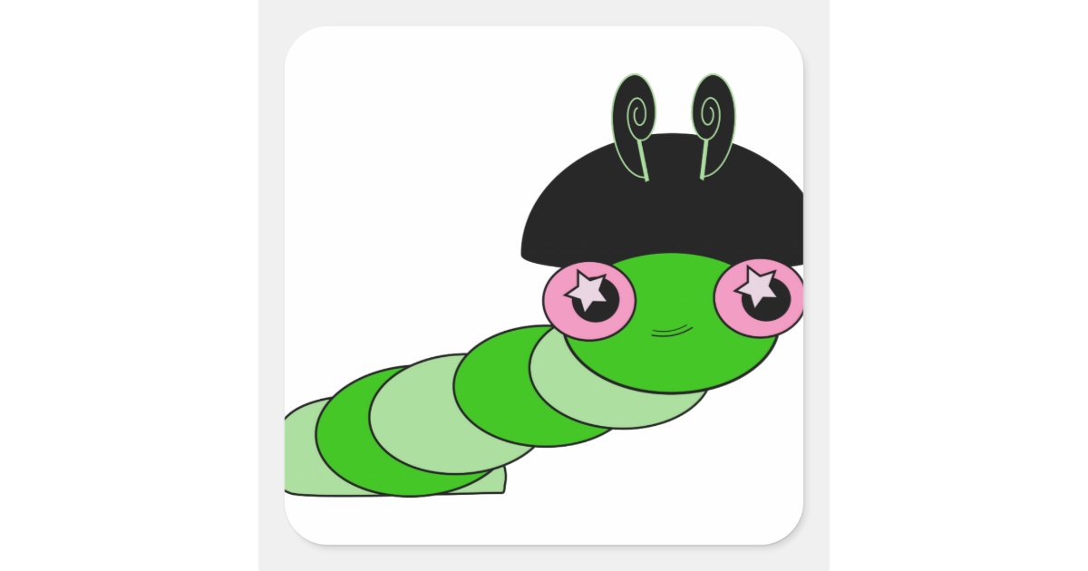 Cute Caterpillar Square Sticker | Zazzle