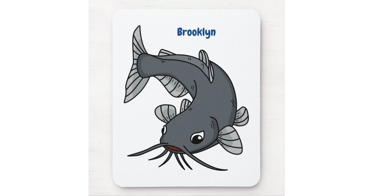 Cute catfish cartoon illustration mouse pad | Zazzle