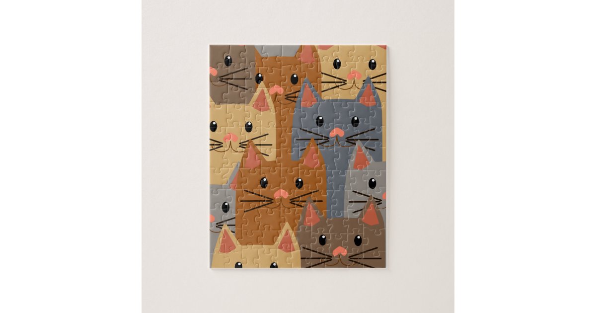 Cute Cats Colorful Cat Face Collage Jigsaw Puzzle | Zazzle