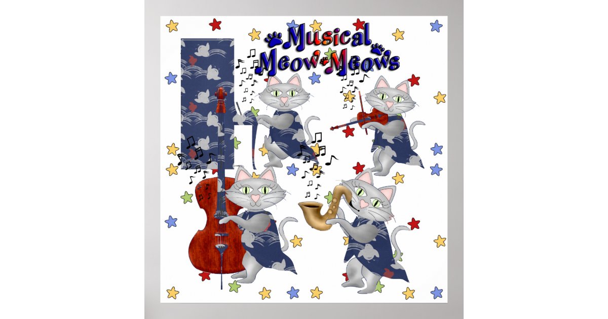 Cute Cats Musical Cat Band Poster | Zazzle