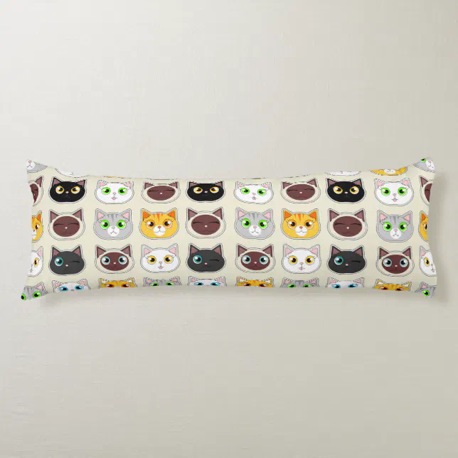 Cute Cats Pattern Body Pillow | Zazzle