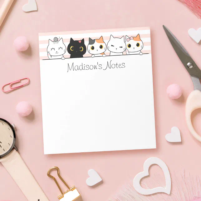 Cute Cats Personalized Notepad | Zazzle