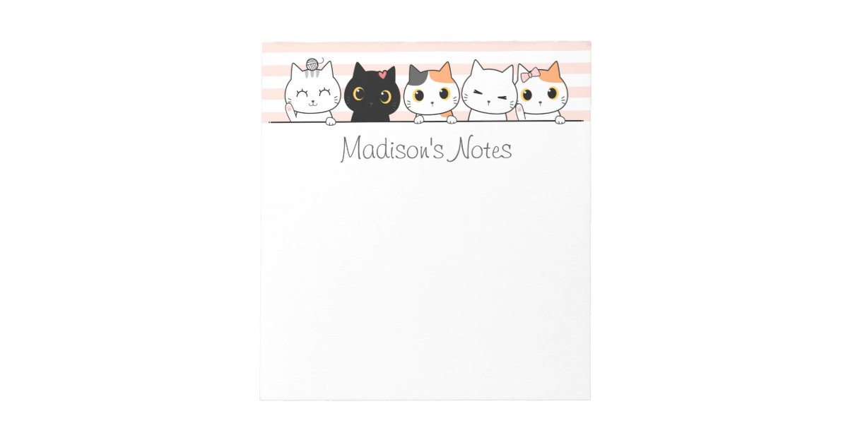 Cute Cats Personalized Notepad | Zazzle