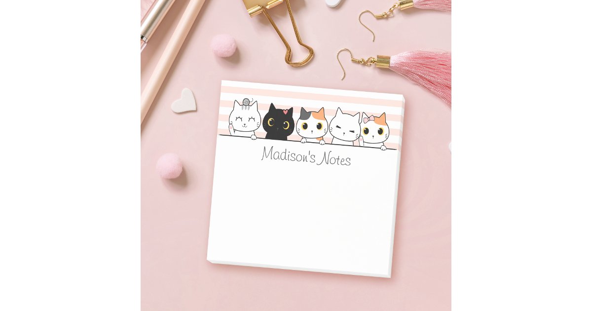 Cute Cats Personalized Post-it Notes | Zazzle