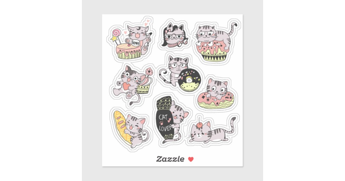 Cute Cats Sticker | Zazzle