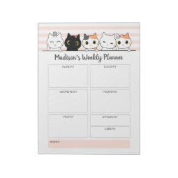 Cute Cats Weekly Planner Personalized Notepad | Zazzle