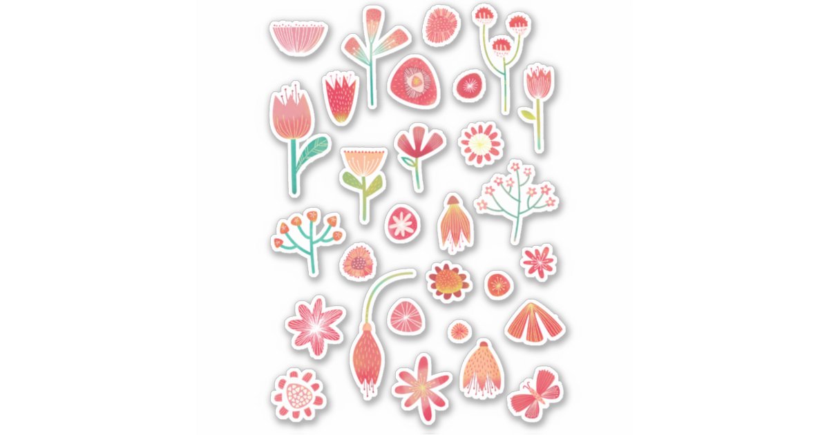 Cute Celebration Flower Nature Sticker | Zazzle