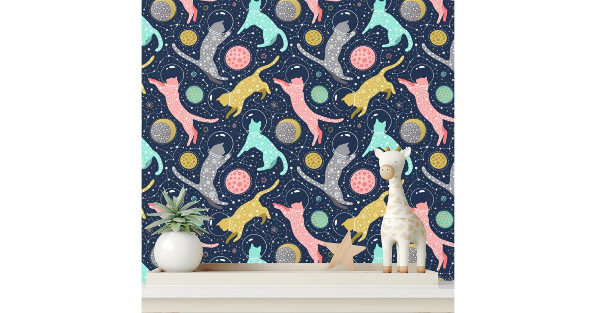 Cute Celestial Mystical Space Cats Wallpaper | Zazzle