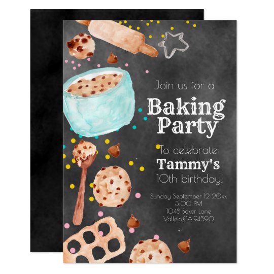 Cute chalkboard baking birthday party invite | Zazzle.com