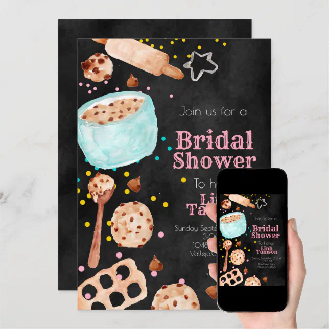 Cute chalkboard baking bridal shower invitation | Zazzle