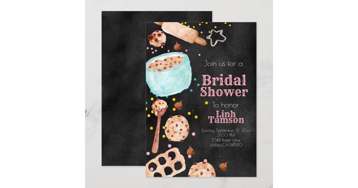 Cute chalkboard baking bridal shower invitation | Zazzle