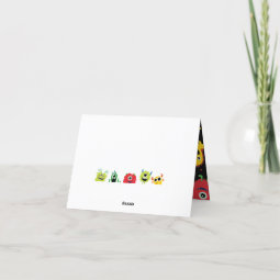 Cute Chalkboard Little Monsters Boy Birthday Tent Thank You Card | Zazzle