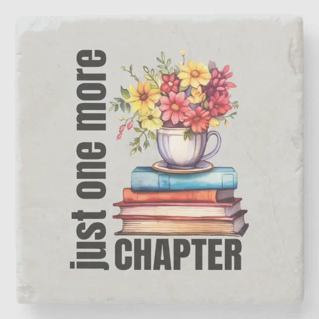 Cute chapter book lovers word art stone coaster | Zazzle
