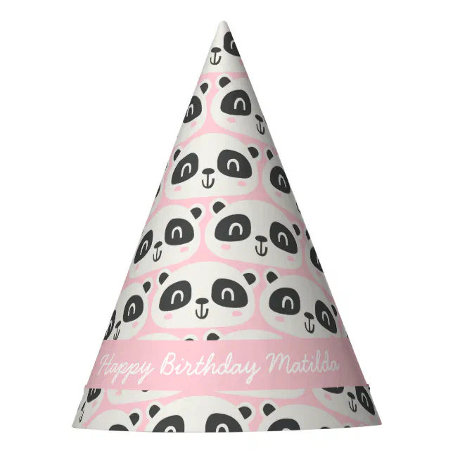 Cute character panda children's birthday party hat | Zazzle