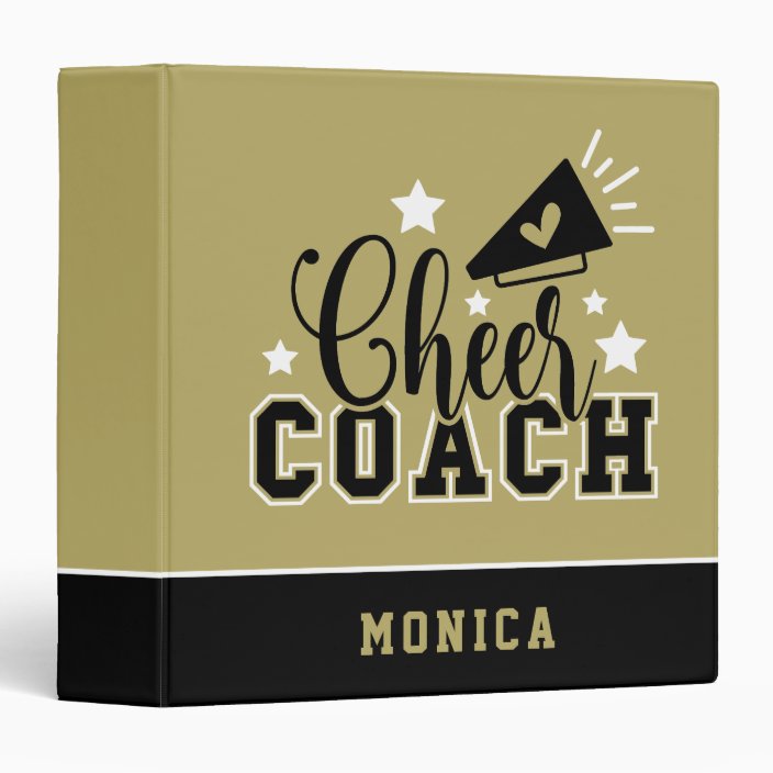 Cute Cheer Coach Personalized Gold & Black 3 Ring Binder | Zazzle.com