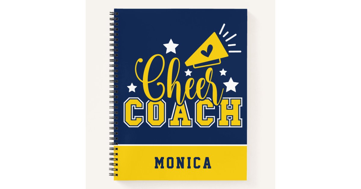 Cute Cheer Coach Personalized Royal Blue & Yellow Notebook | Zazzle