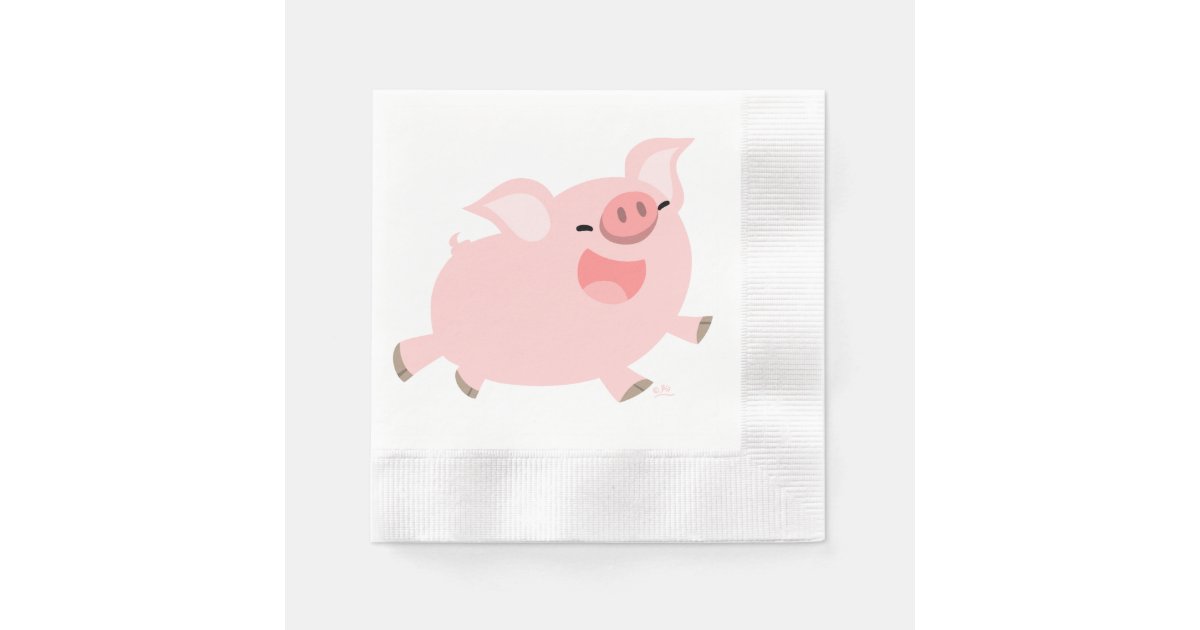 Cute Cheerful Cartoon Pig Paper Napkins | Zazzle