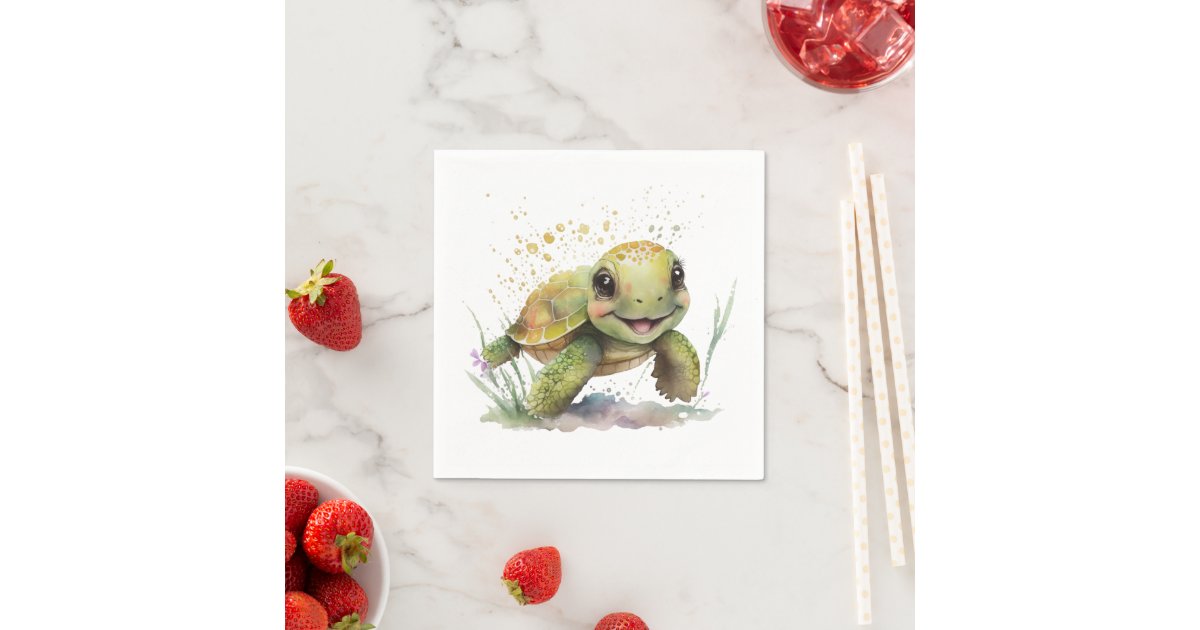 Cute Cheerful Tortoise Paper Napkins | Zazzle