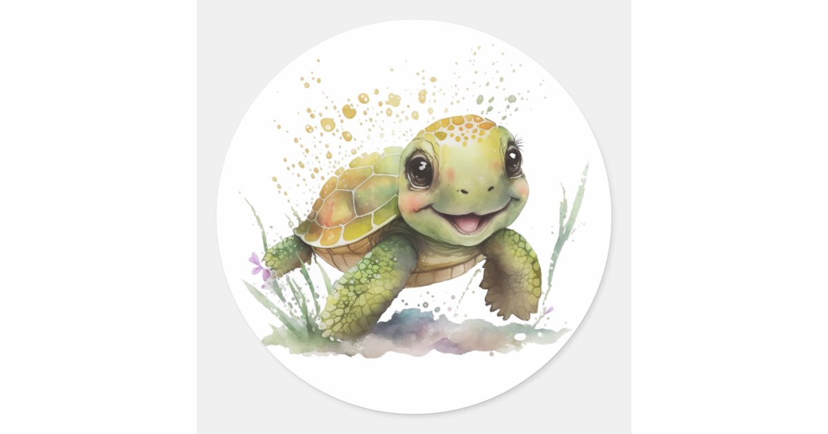 Cute Cheerful Tortoise Stickers | Zazzle