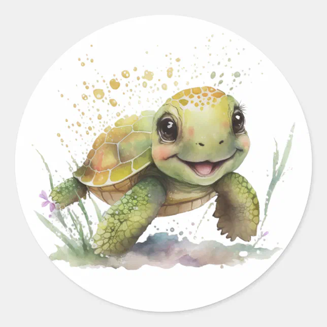 Cute Cheerful Tortoise Stickers | Zazzle
