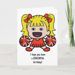 Cute Cheerleader Birthday Card for Girls | Zazzle