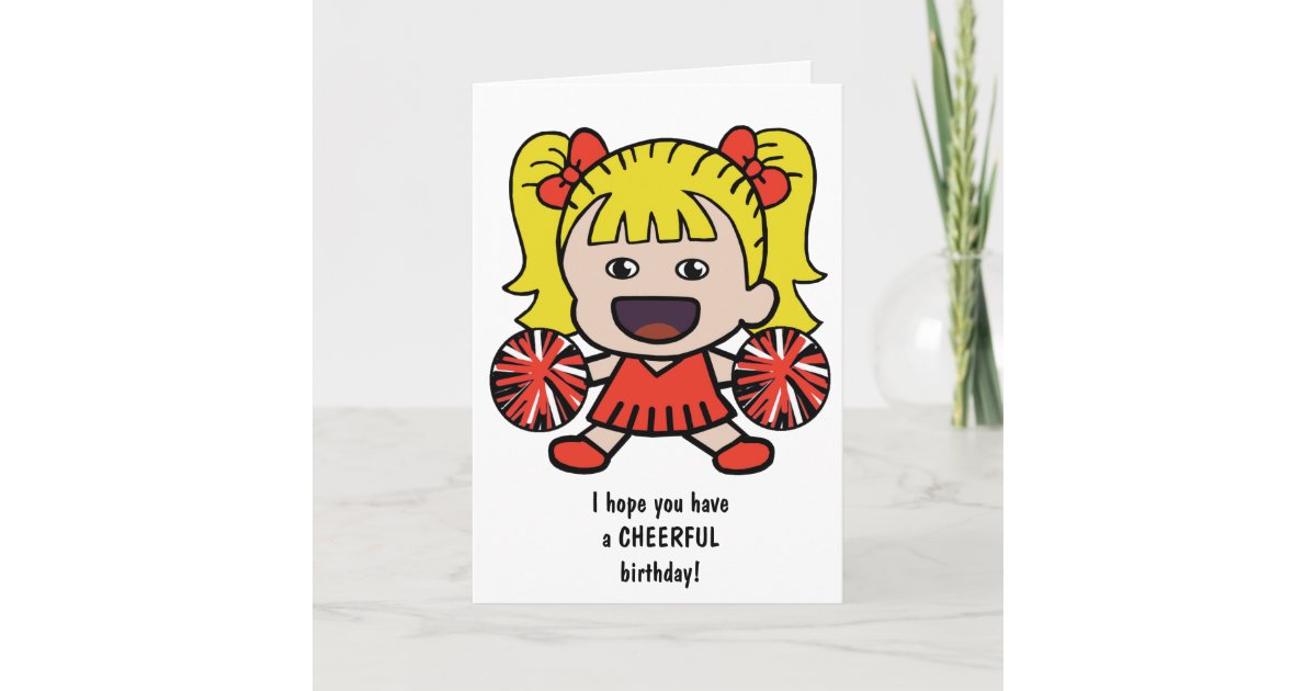 Cute Cheerleader Birthday Card for Girls | Zazzle