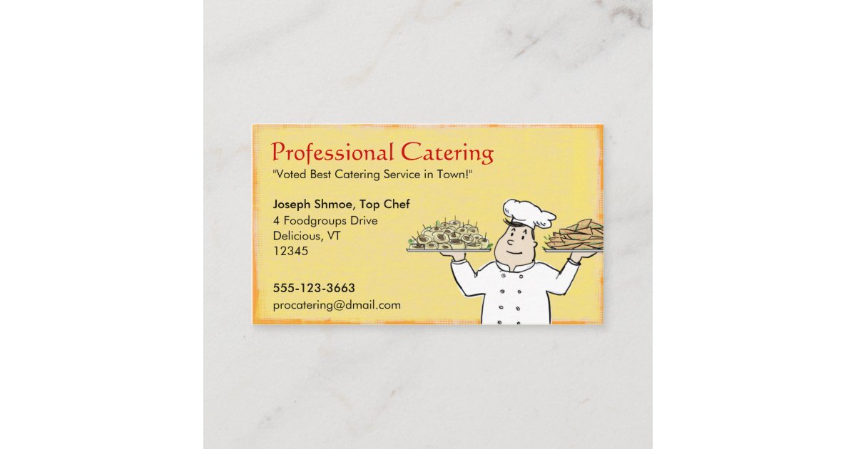 Cute Chef Cartoon Illustration | Fun Food Service Business Card | Zazzle