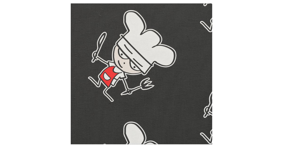 Cute chef cook cartoon pattern diy textile fabric | Zazzle