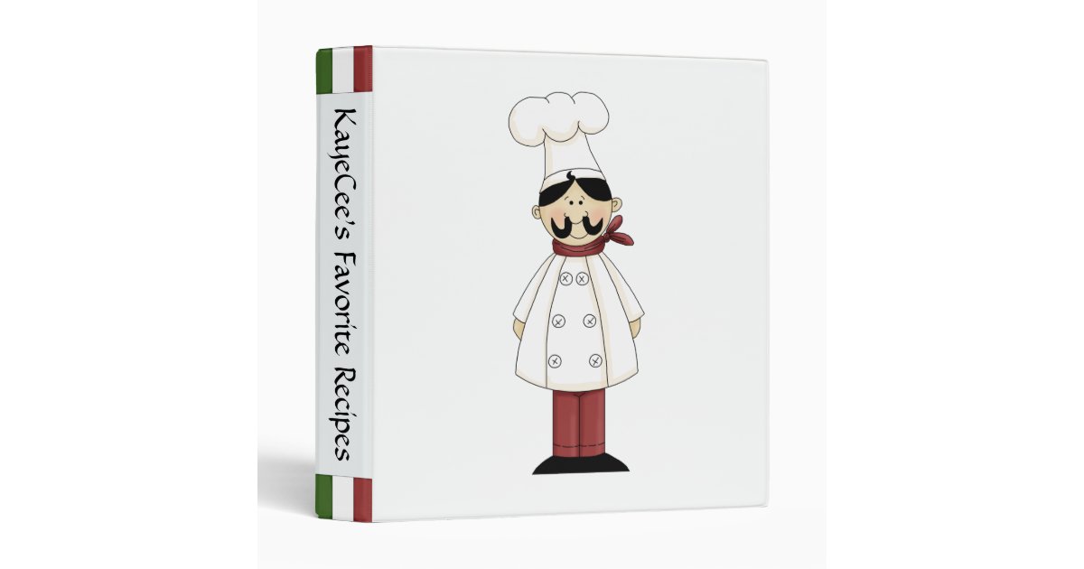 Cute Chef Recipe Album 3 Ring Binder | Zazzle