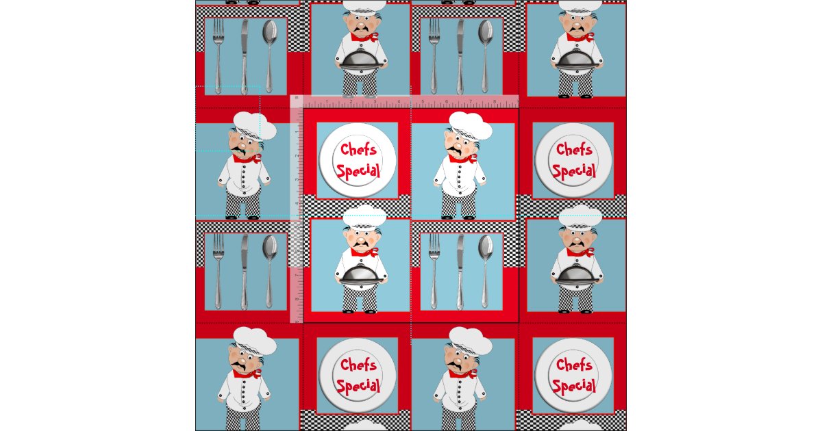 Cute Chefs Special Themed Print Fabric | Zazzle.com