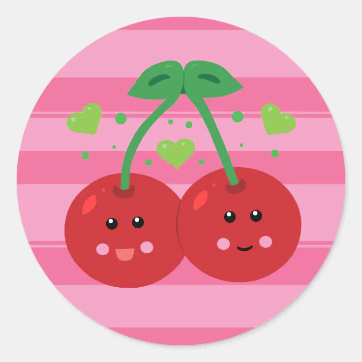 Cute Cherries Classic Round Sticker | Zazzle