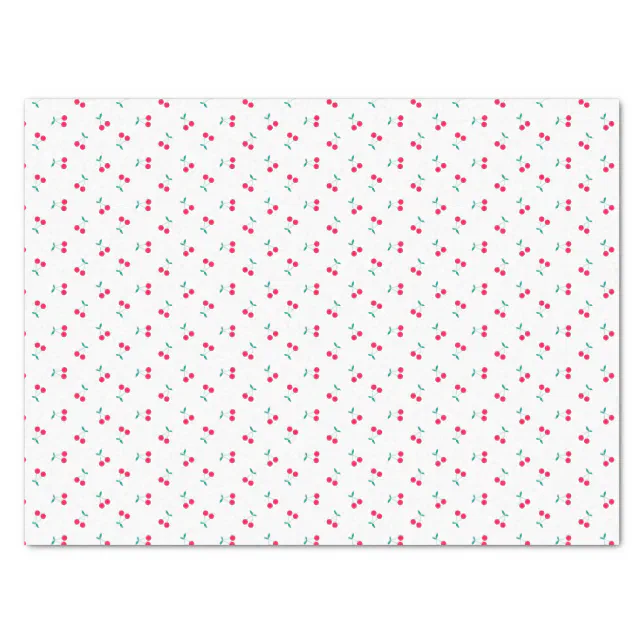 Cute Cherry Aesthetic Cherries Pattern White Tissue Paper | Zazzle