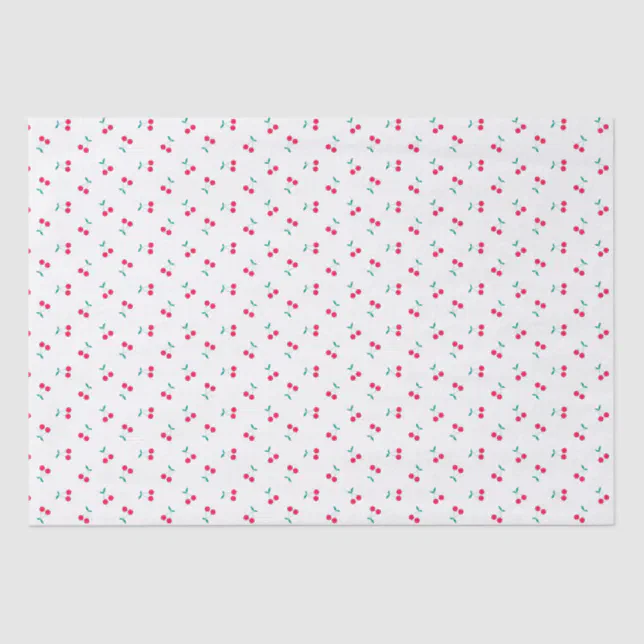 Cute Cherry Aesthetic Cherries Pattern White Tissue Paper | Zazzle