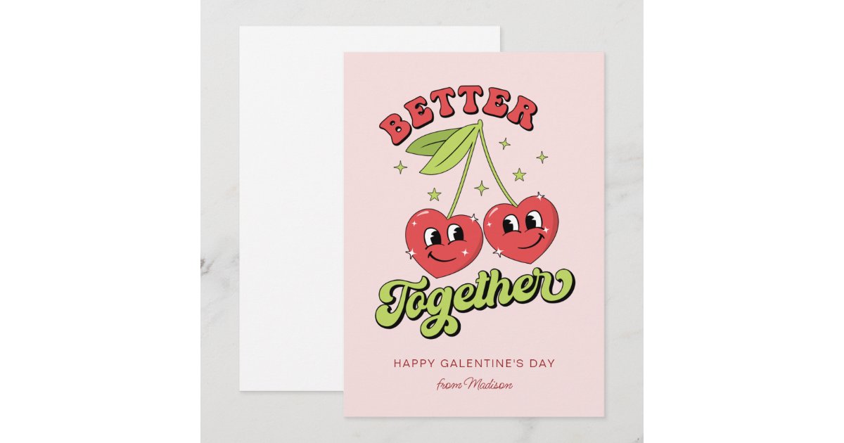 Cute Cherry Hearts Friends Better Together Invitation | Zazzle
