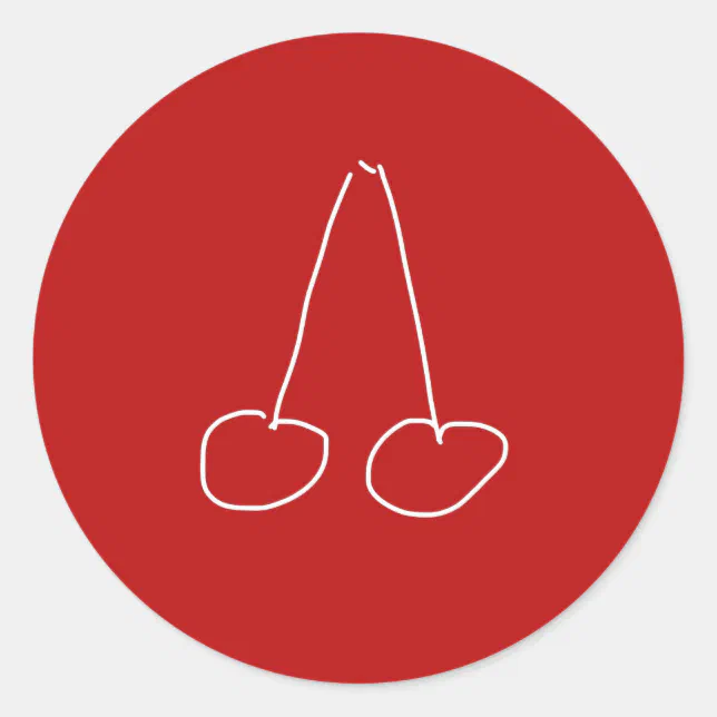 Cute cherry simple minimalist classic round sticker | Zazzle