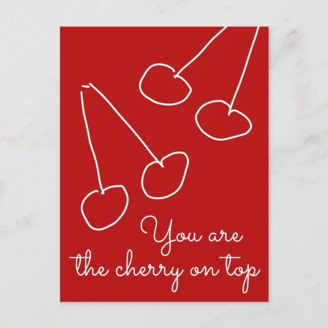 Cute cherry simple minimalist postcard | Zazzle