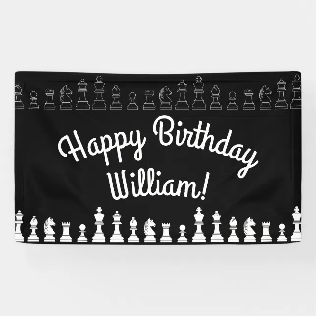 Cute Chess Board Games Kids Birthday Party Banner | Zazzle