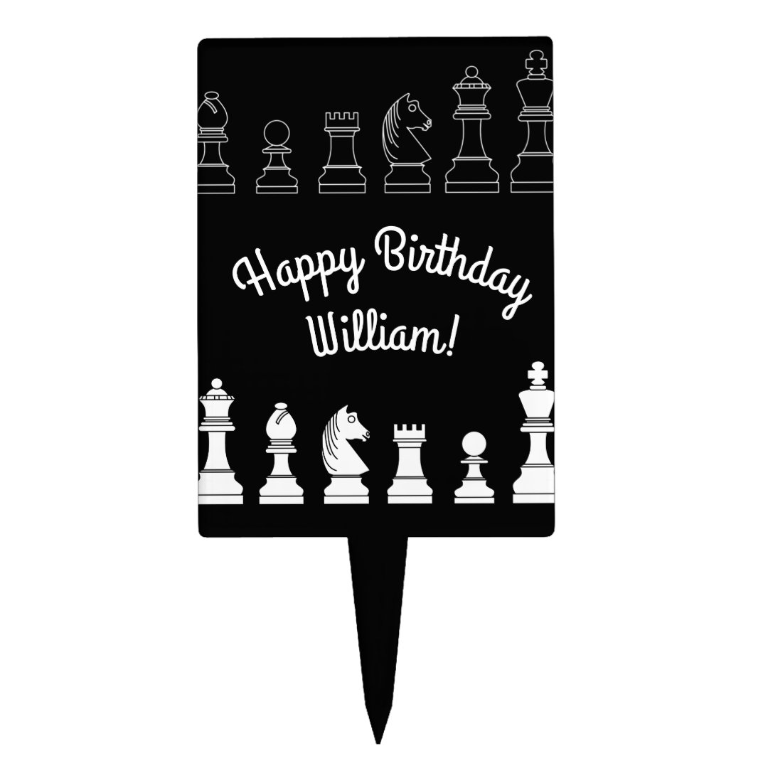 Cute Chess Board Games Kids Birthday Party Cake Topper | Zazzle