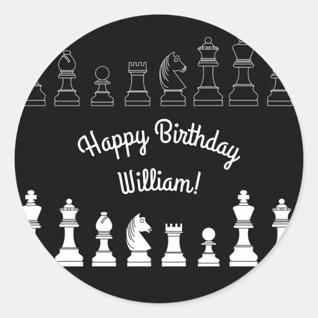 Cute Chess Board Games Kids Birthday Party Classic Round Sticker | Zazzle