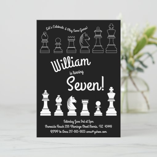 Cute Chess Board Games Kids Birthday Party Invitation | Zazzle