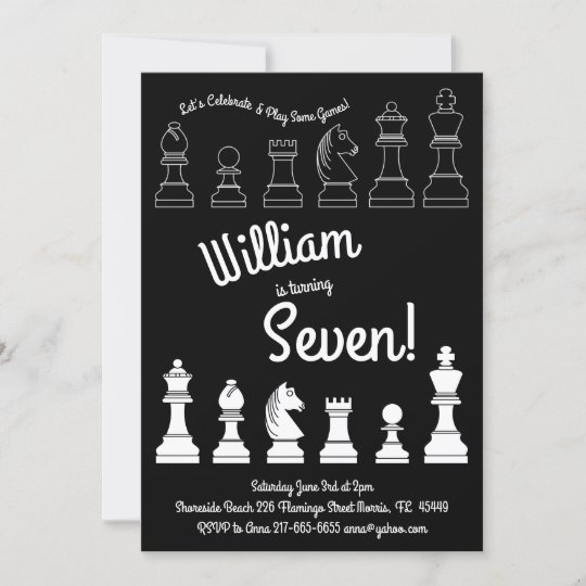 Cute Chess Board Games Kids Birthday Party Invitation | Zazzle.com