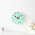 Cute chevron wall clock | Turquoise zigzag stripes | Zazzle