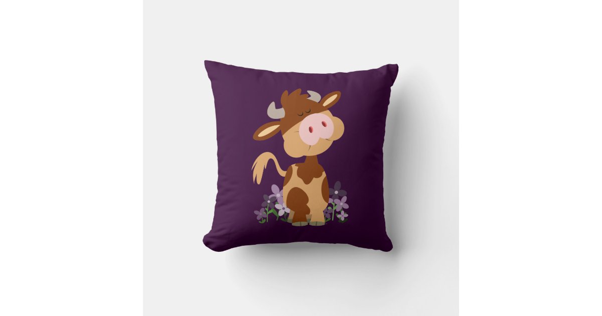 Cute Chewing Cartoon Cow Pillow | Zazzle