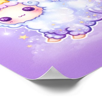 Cute chibi alpaca with kawaii shooting star poster | Zazzle