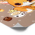 Cute chibi fox with kawaii icecream poster | Zazzle