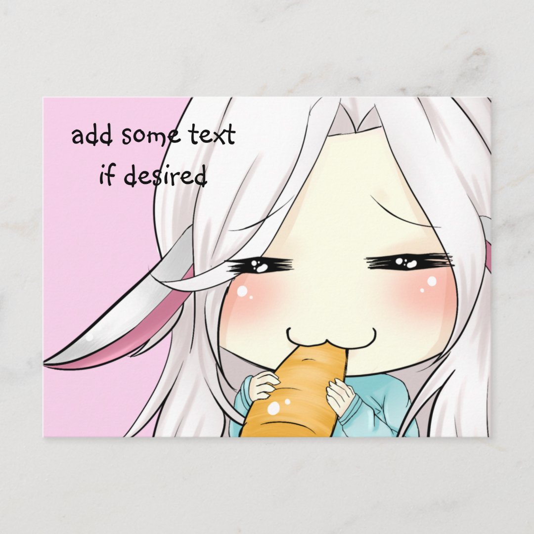 Cute chibi girl with bunny ears postcard | Zazzle