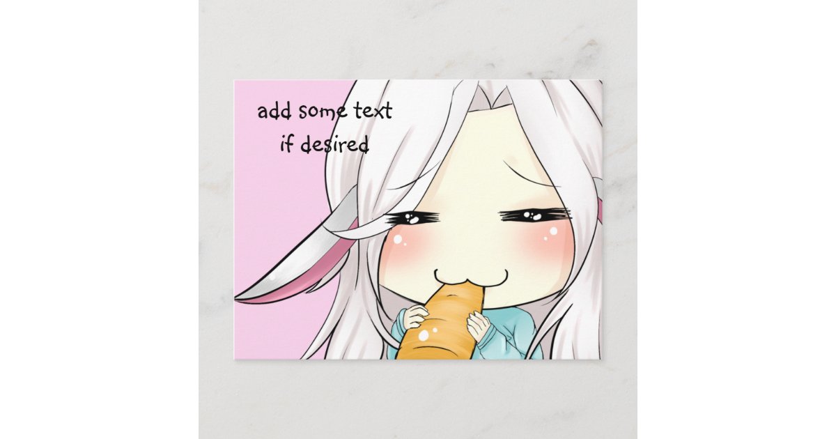 Cute chibi girl with bunny ears postcard | Zazzle